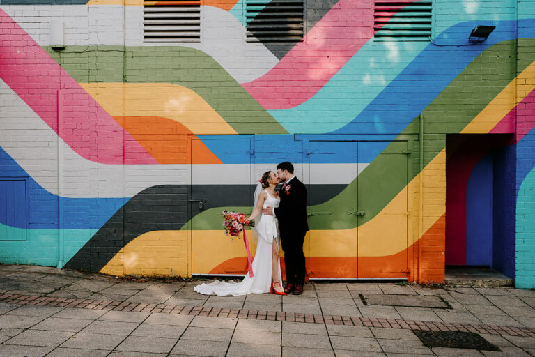 Trafalgar Warehouse Wedding Photography - Colourful Disco Vibes - Mirl & Co